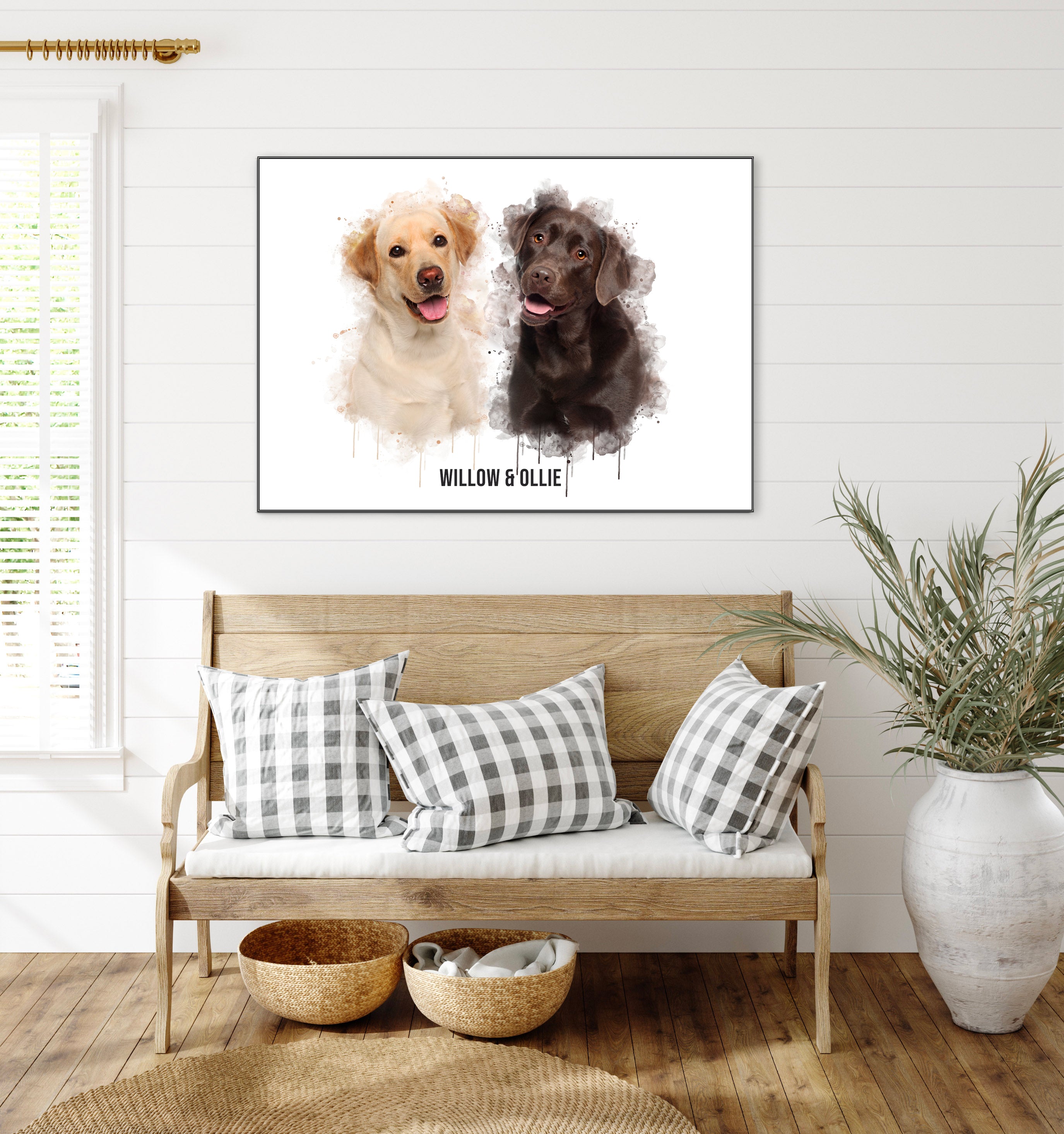 Custom Watercolour Two Pets Portrait – Poster and Paw
